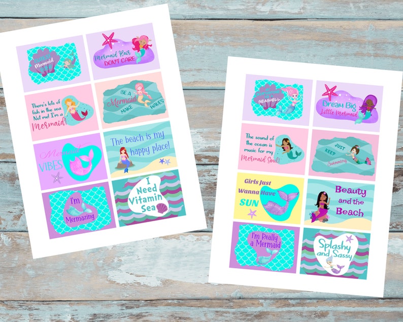 Printable Mermaid Cards With Quotes and Sayings for Lunch Box - Etsy