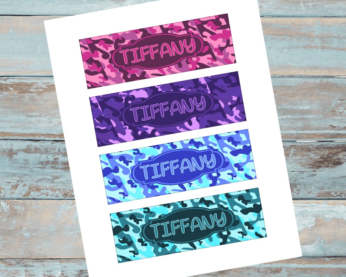 Custom Printable Camo Bookmarks, Personalized Bookmarks, Custom Name ...