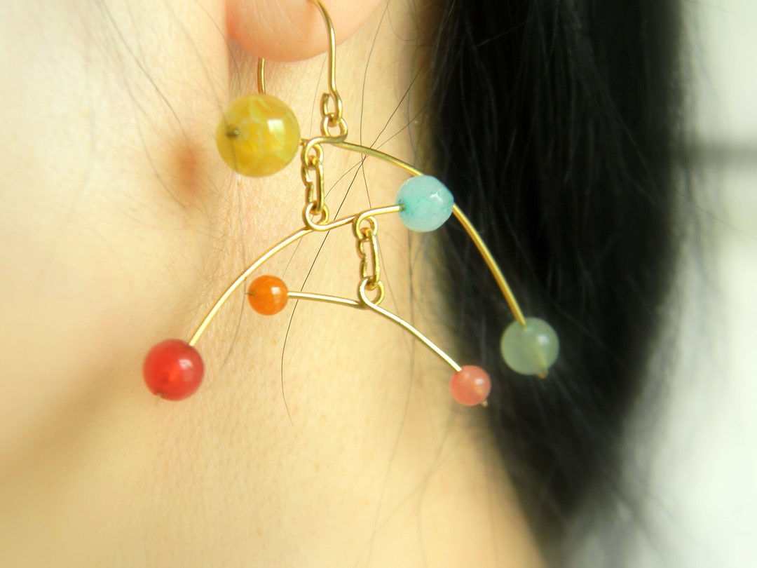 Midcentury Mobile Earrings Modern Art Earrings Brass Kinetic Earrings ...