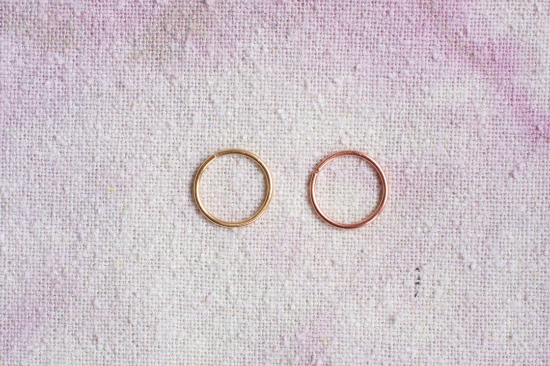 Aro de oro sólido único de 14k / amarillo o rosa / 20g ID de 9 mm ...