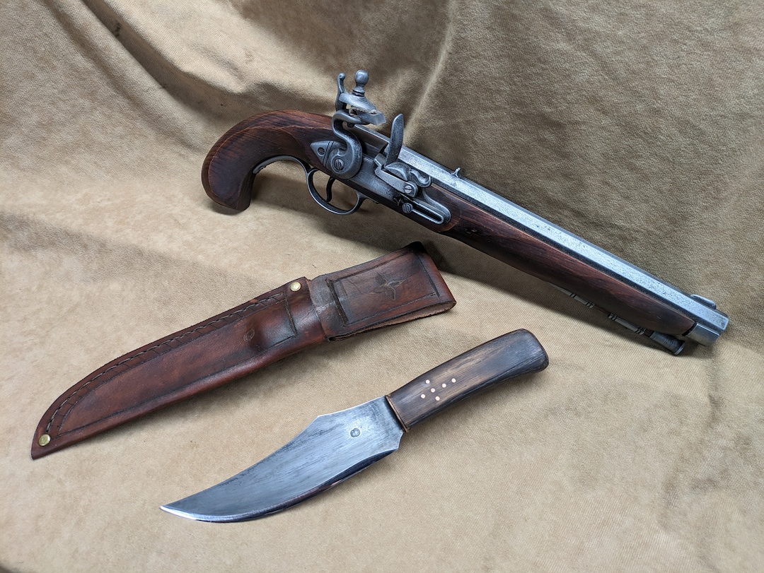 Hand Forged Knife: Made in Canada, Black Powder Patch Knife, Rendezvous ...