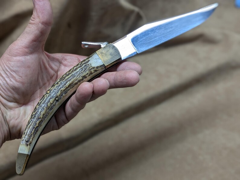 Large Vintage Navaja Folding Knife: Rare, Made in ITALY, LEPRE, MINT ...