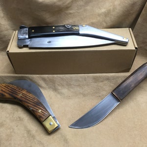 Hand Forged Knife. Large Custom Mexican Tranchete Folding Knife: Hand ...