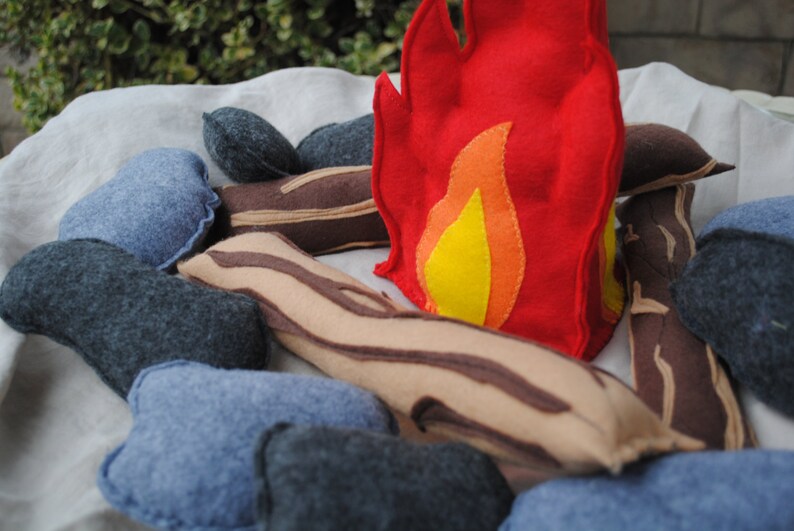 Pattern For Felt Campfire Flame Logs And Rocks Soft Etsy