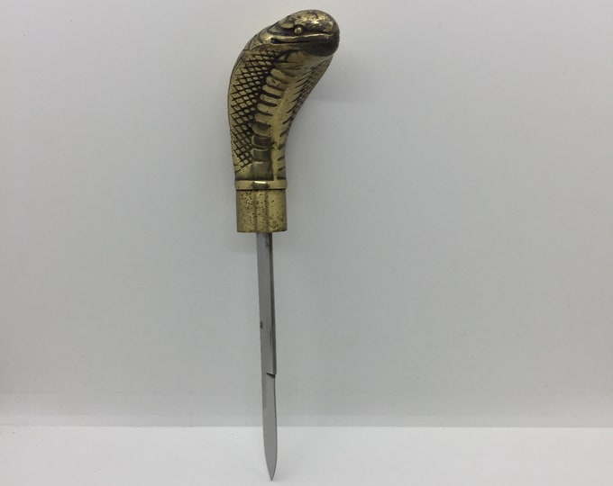 Vintage Brass Cobra Sword Cane Top Dagger Knife Snake Athame Walking ...