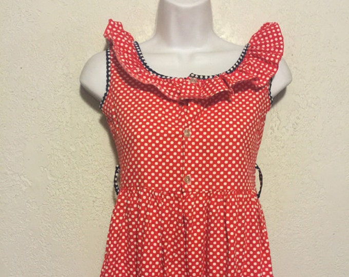 Vintage Polka Dot Maxi Country Dress Red & Blue With Ruffles S - Etsy