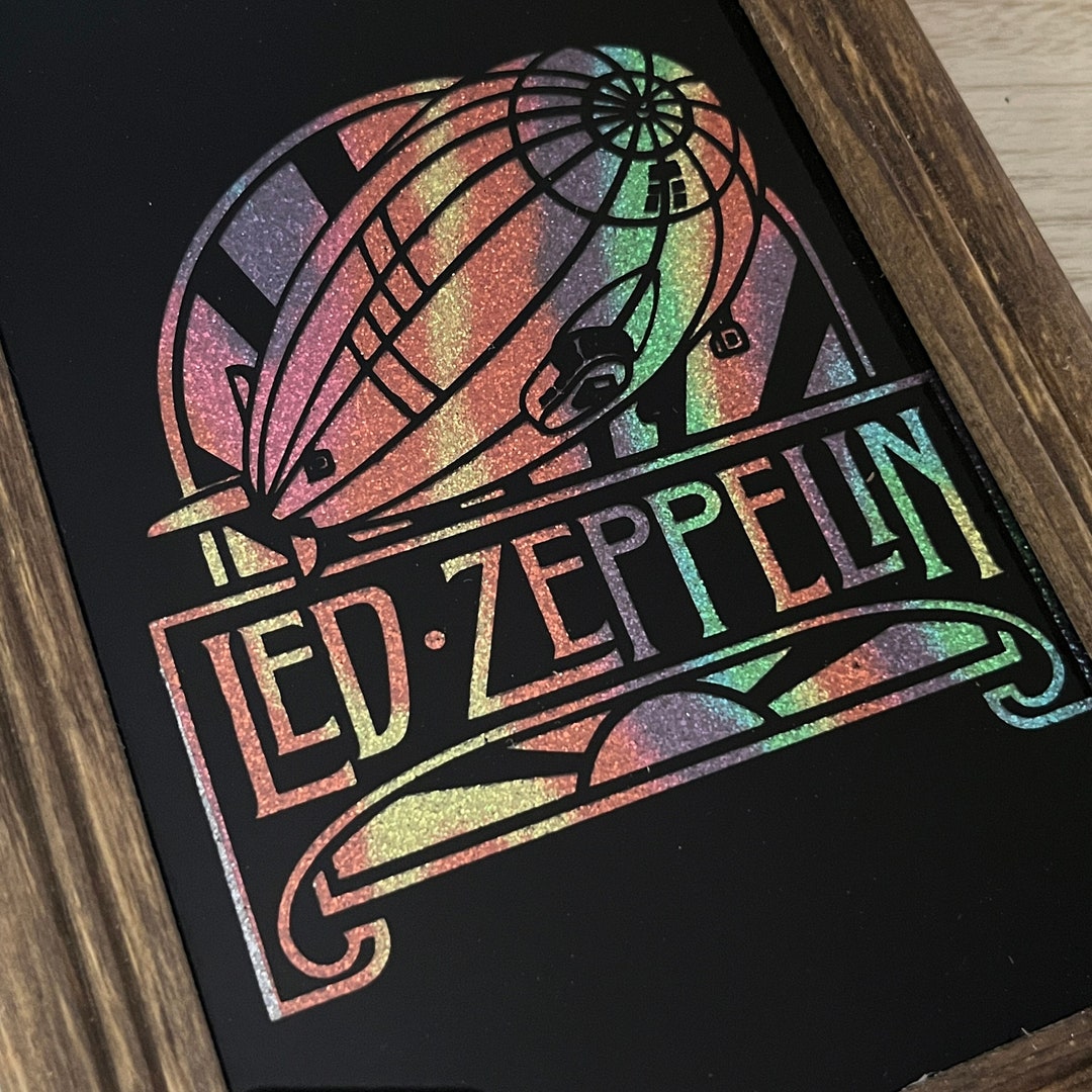 Vintage Led Zeppelin Carnival Prize . Framed Metallic Rainbow Glitter ...