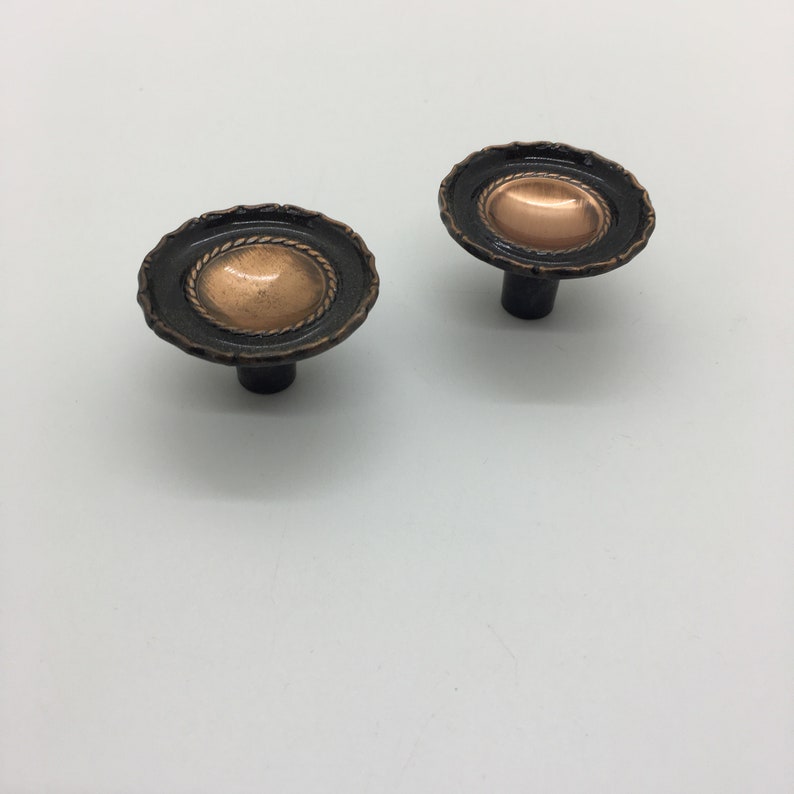 Pair of Vintage Copper Drawer Pulls Knobs Concave with Trim | Etsy