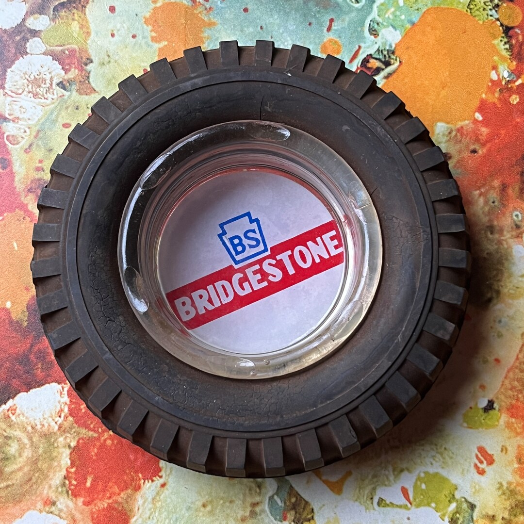 Vintage Bridgestone Tires Rubber Tire & Glass Ashtray - Etsy