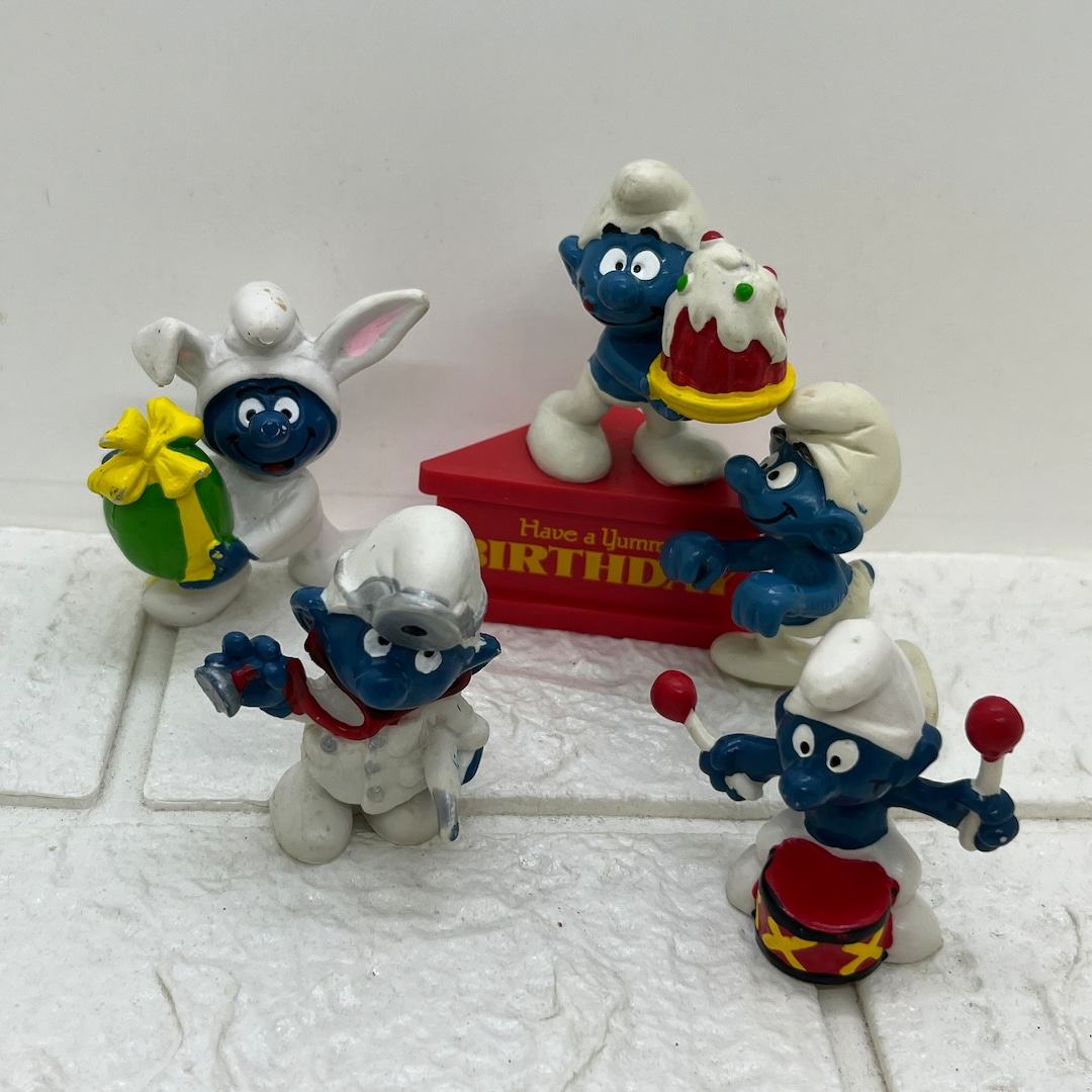 5x Vintage Smurf PVC Mini Figures 1960s/1970s/1980s . Schleich, Peyo ...