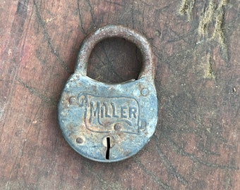 Antique Miller USA Padlock / Lock With Elephant Embossed Trademark and ...