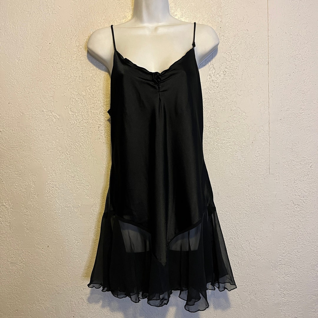 Slinky Back Vintage Nightie W. Sheer Skirt Details, M - Etsy