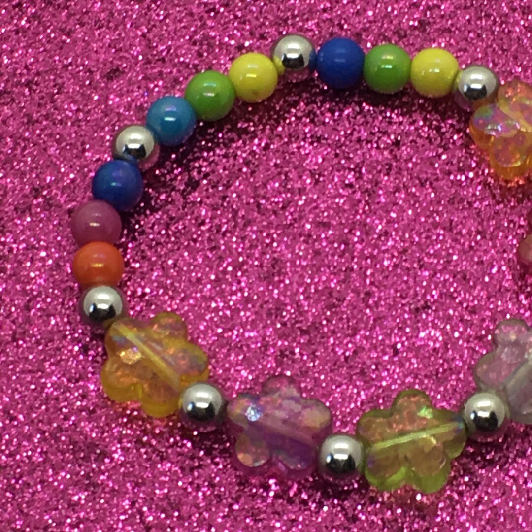 Cute & Colorful Vintage 1990s Era Beaded Child's Stretch Bracelet - Etsy