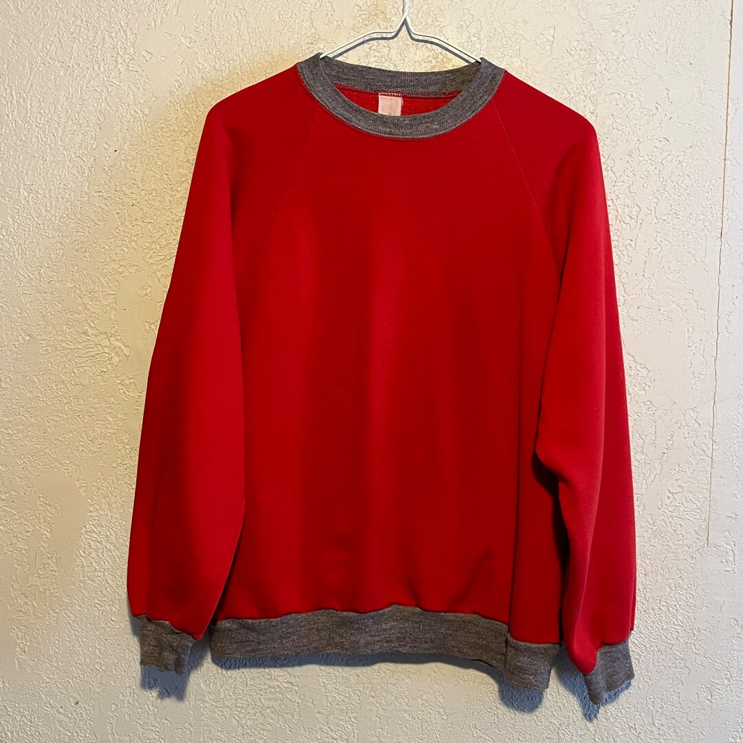 Vintage Two Tone Ringer Raglan Red & Gray Sweatshirt . M - Etsy