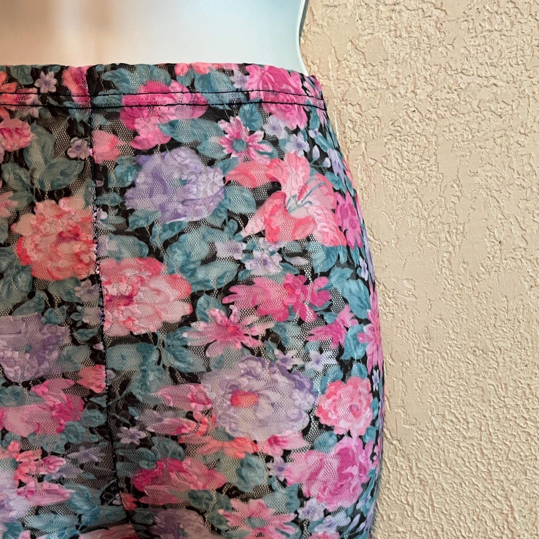 Vintage 1990s Sheer Floral Lace Footless Tights, Leggings . Med-tall - Etsy