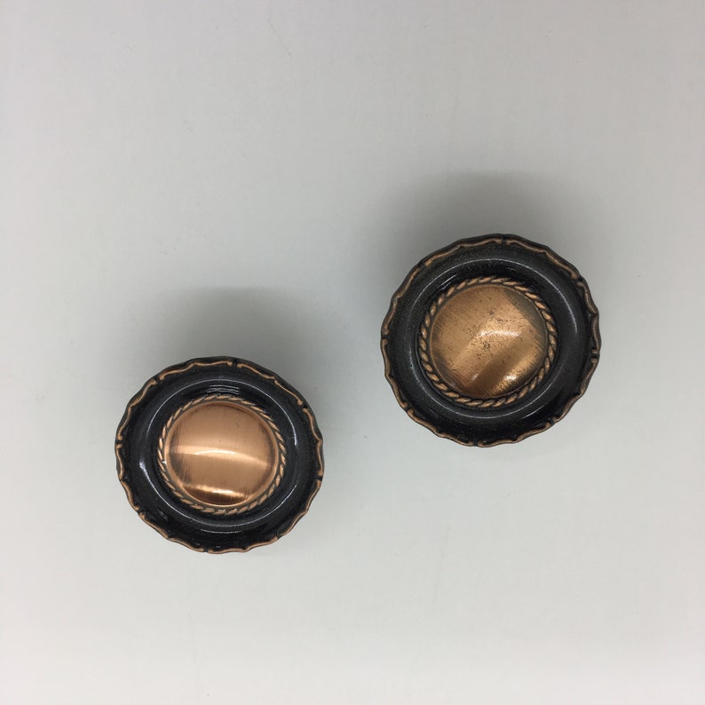 Pair of Vintage Copper Drawer Pulls Knobs Concave with Trim | Etsy