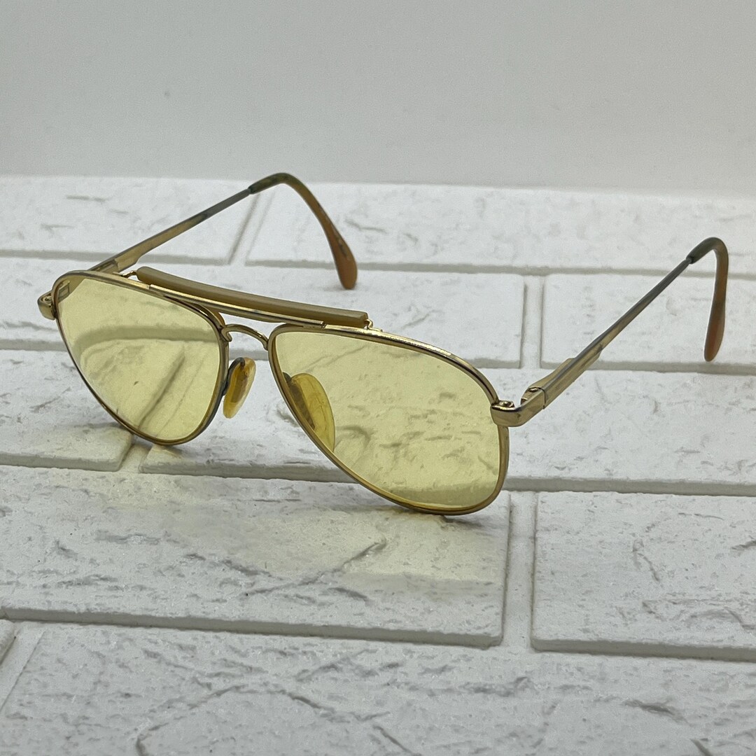 Vintage Titmus Z87 Gold Frame Aviator Glasses . Yellow Glass Rx Lenses ...
