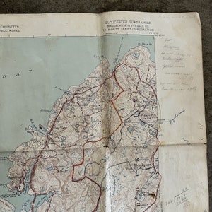Vintage 1949 Geological Survey Map ~ Massachusetts W. Handwritten ...