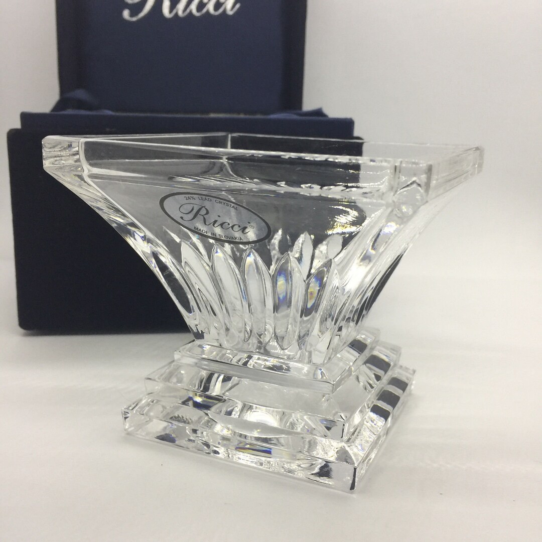 Ricci Art Deco 24% Lead Crystal Bowl / Dish & Box, Slovakia Vintage ...