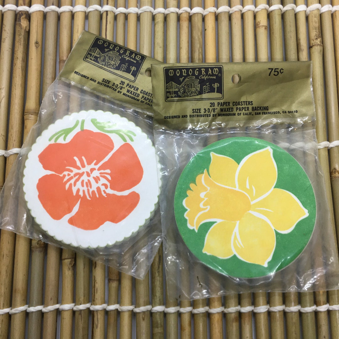 40 NOS Coasters~ Vintage Bright Floral Wax Back Paper Coasters - Etsy