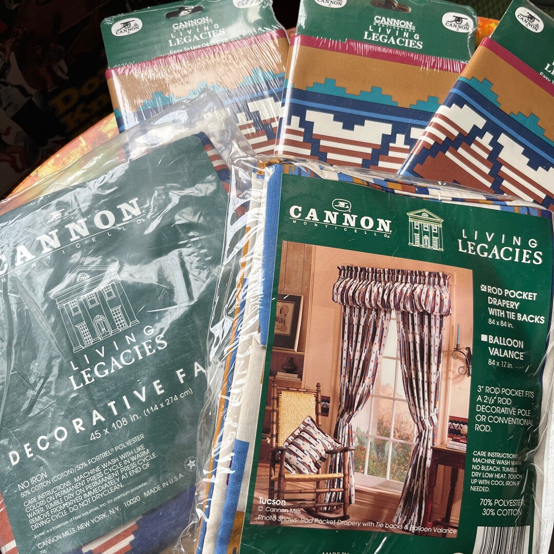 NOS Vintage Southwestern Decor Lot by Cannon ~ Drapes, Fabric & Wall ...