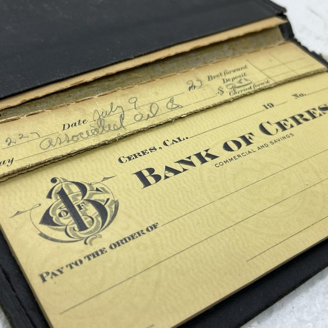 Vintage Checkbook Early 1920s Antique Blank Checks . Bank of Ceres ...