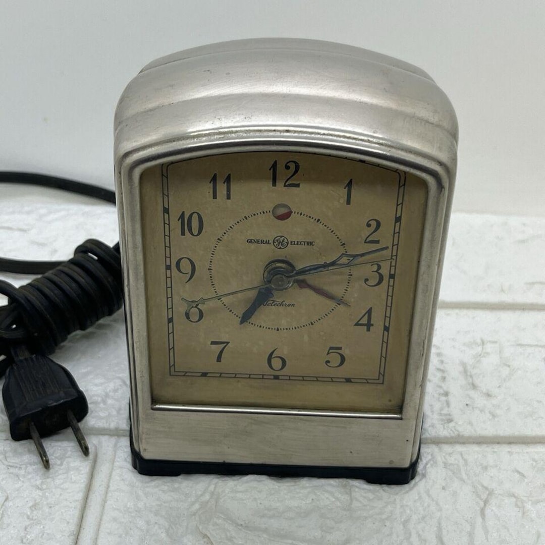 Vintage 1930s General Electric Telechron Alarm Clock W Dura-silver ...
