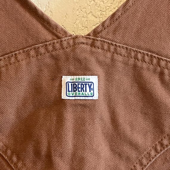 Worn Vintage Liberty Bib Overalls . Caramel Brown Cot… - Gem
