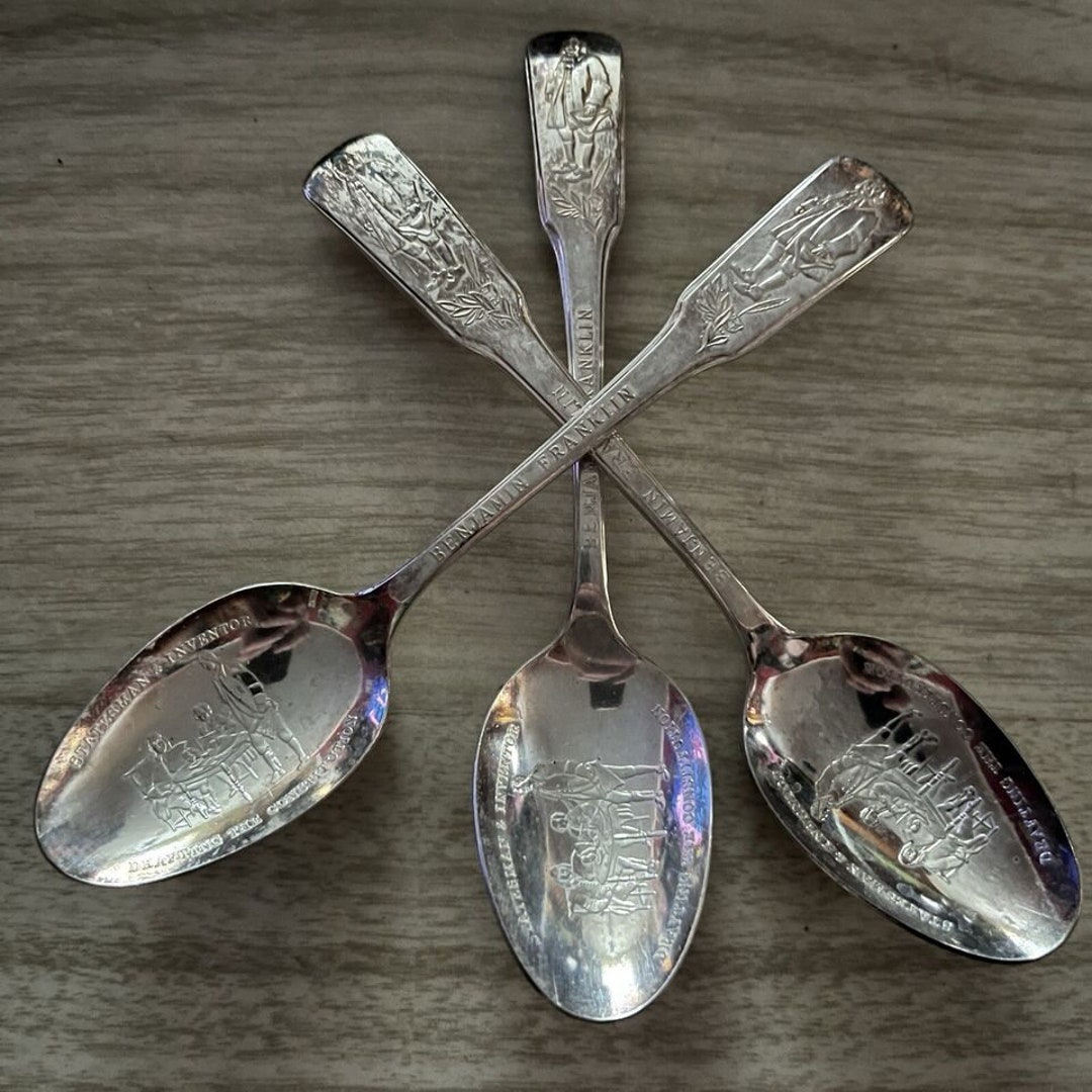3 Vintage Benjamin Franklin Silverplate Spoons, International ...