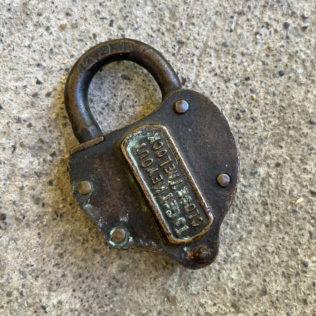 Vintage Brass Railroad Padlock . Heart Shape Heavy Lock . Stamped N 2 ...