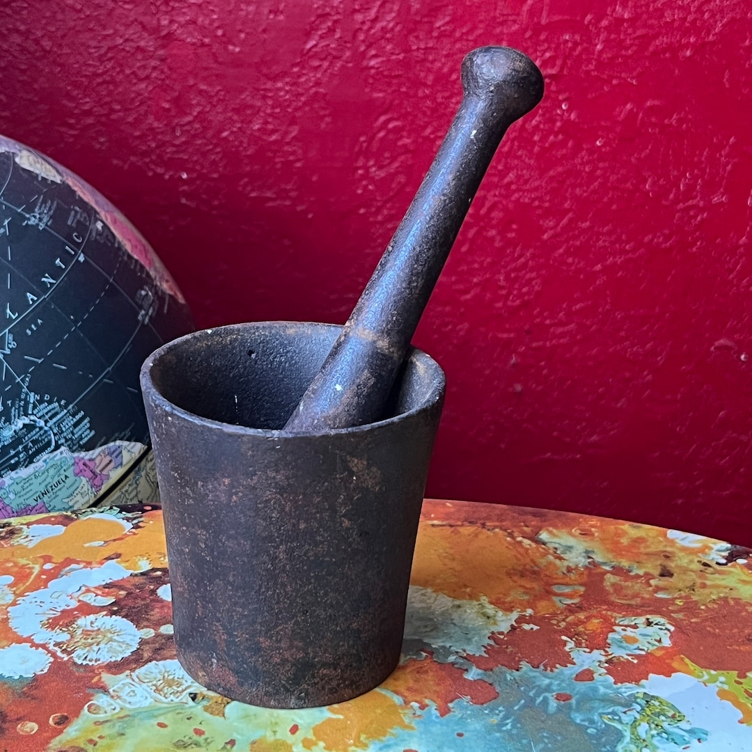 Antique Cast Iron Mortar & Pestle . Gold Mining, 1/2 Pt - Etsy