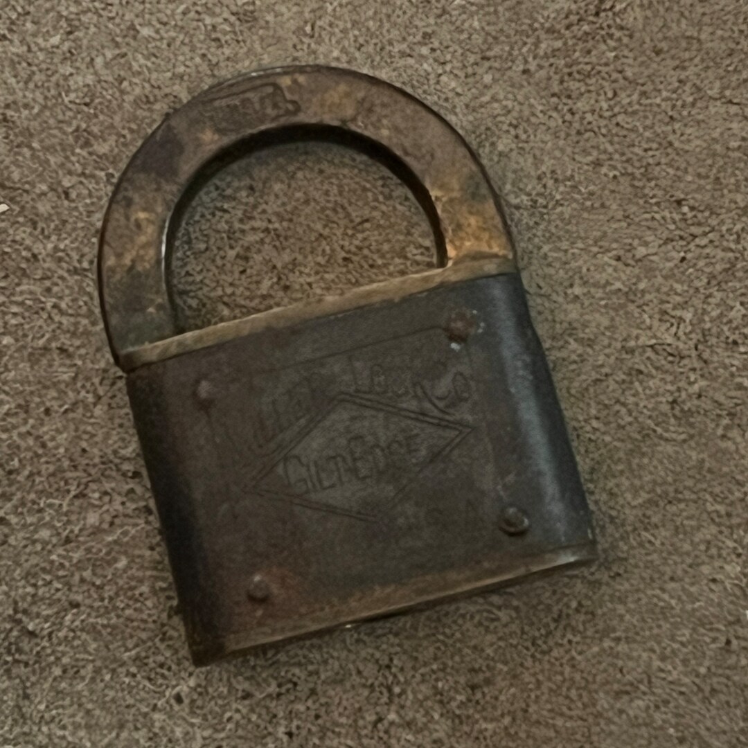 Antique Miller Lock Co Gilt Edge Steel & Brass Padlock, No Key . Pat ...