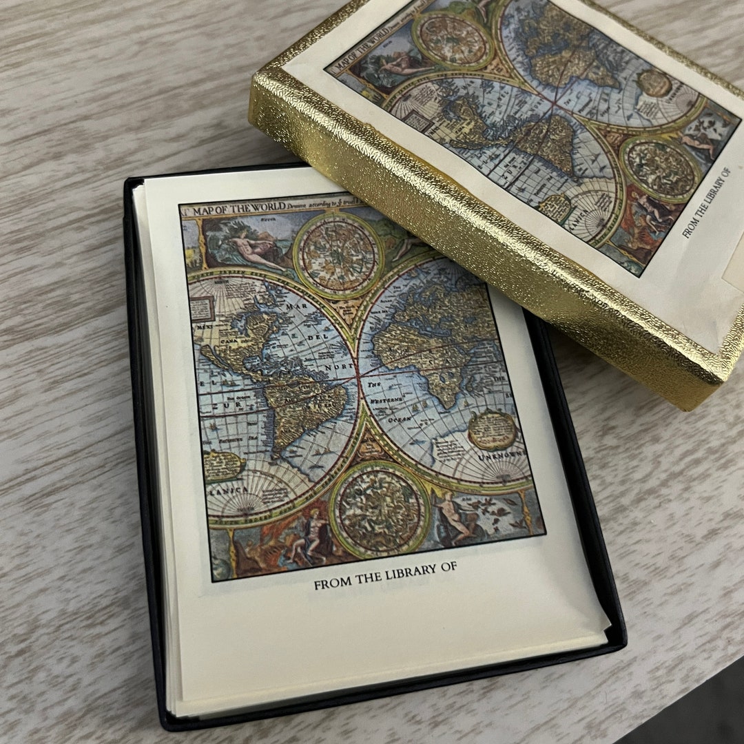 Vintage Bookplates . Map of the World 46 by Antioch Bookplate Co - Etsy