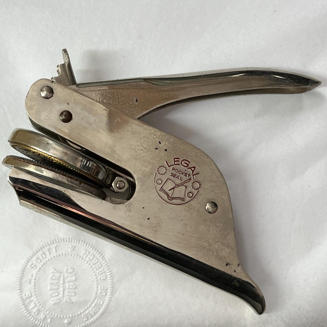 Vintage Legal Pocket Seal ~ Embossing Seal Punch . Oregon Notary - Etsy