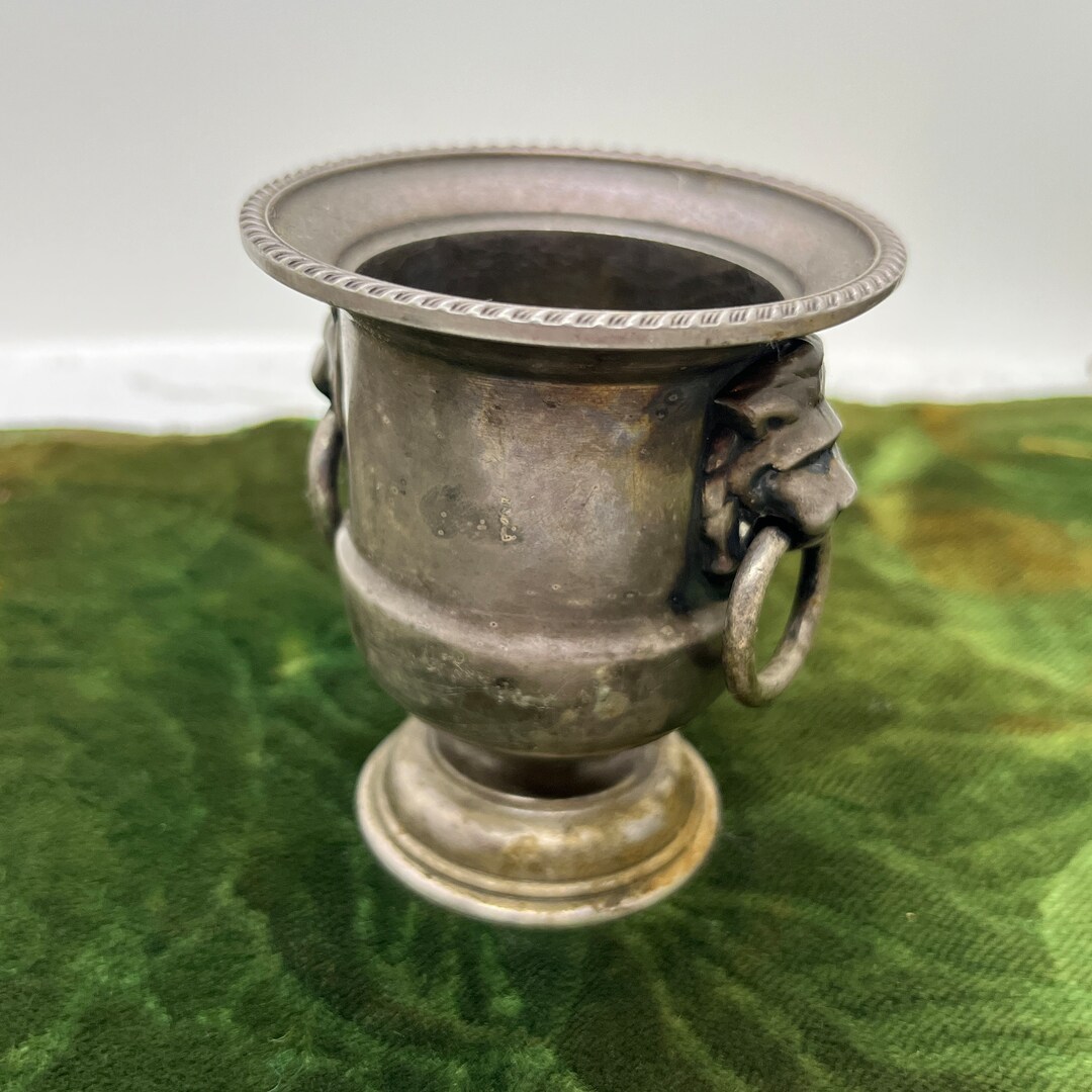 Lion Heads Vintage Silver Plate Urn Toothpick Holder . Viners of ...