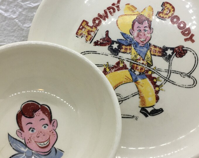 Vintage Howdy Doody 1950s Ceramic Plate & Bowl by Taylor Smith Taylor ...