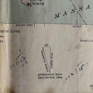 Vintage 1949 Geological Survey Map ~ Massachusetts W. Handwritten ...