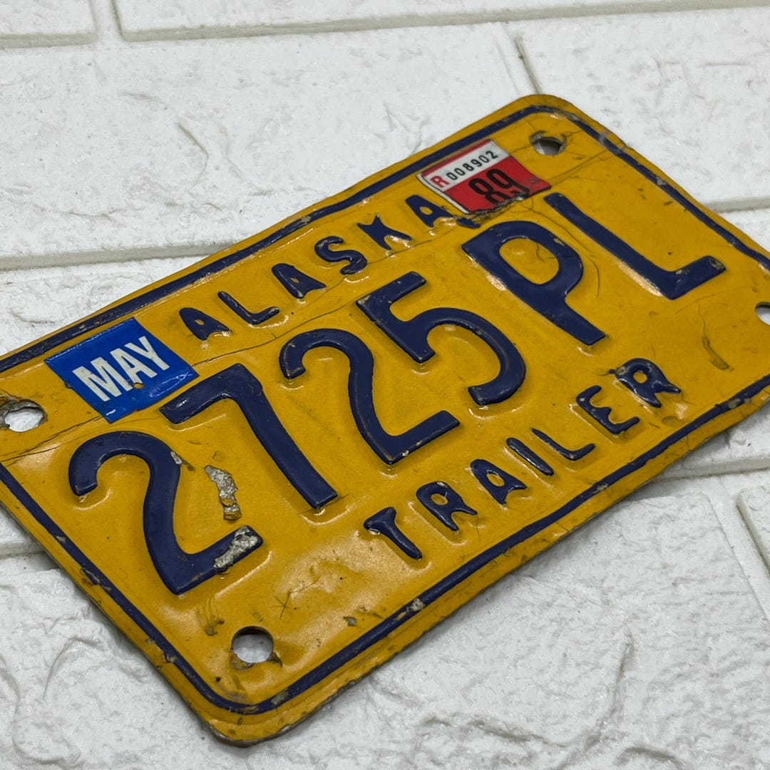 Vintage Alaska Trailer License Plate Yellow, 2725PL Tagged 1989 - Etsy