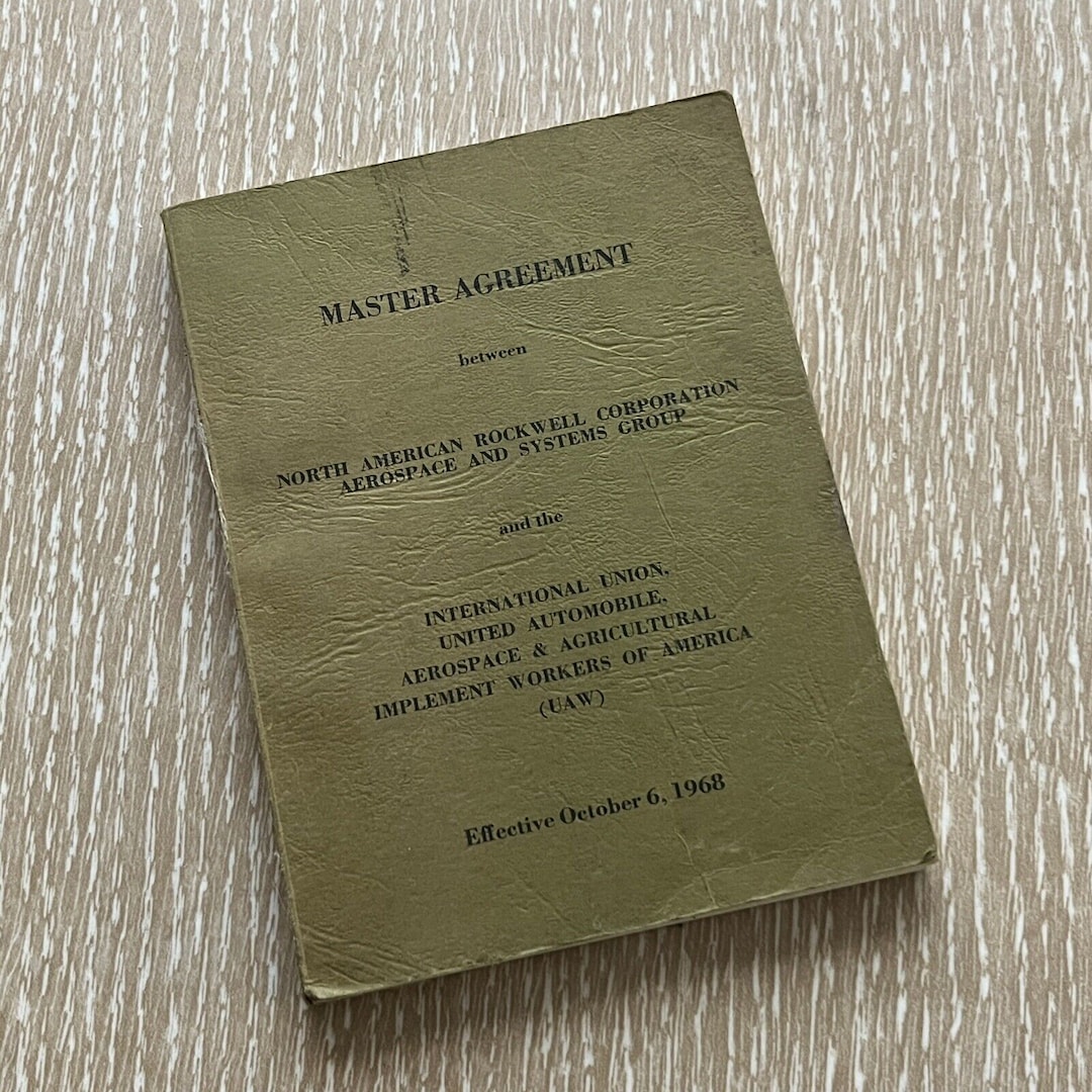 1968 Vintage Master Workers Agreement ~ Rockwell Aerospace & Union UAW ...