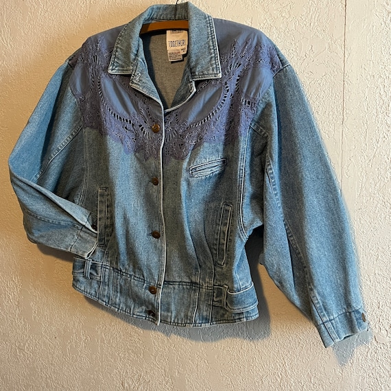 Vintage Together! Oversized Denim Lace Jean Jacket . … - Gem