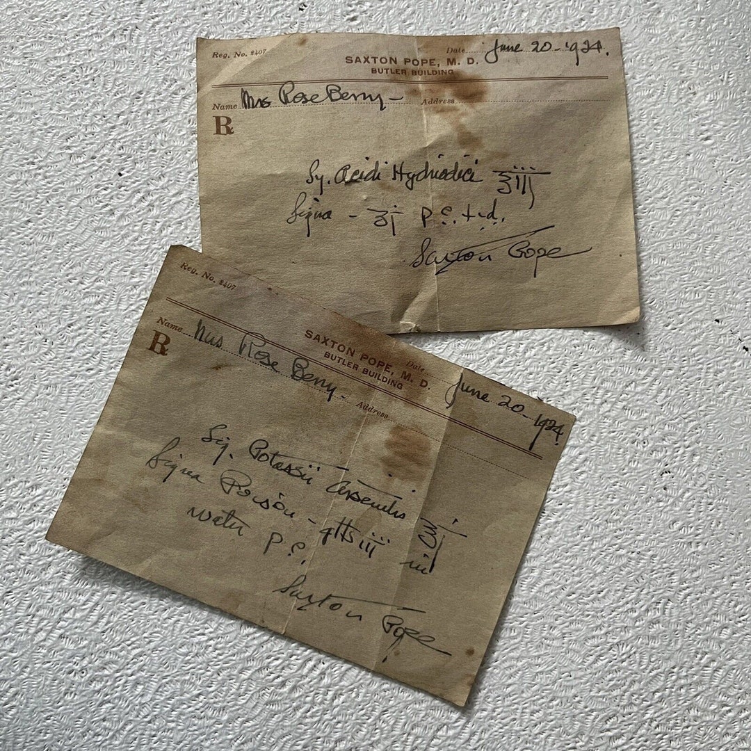 Vintage 1920s Prescription Slips 1924 San Francisco California Retro ...