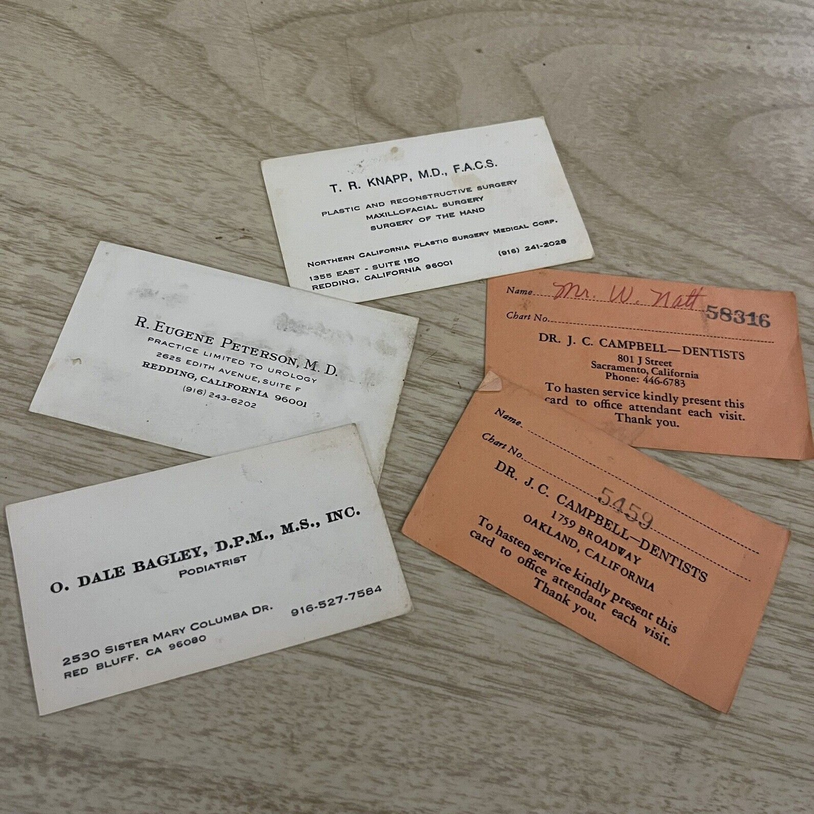 Vintage California Business Card Lot ~medical Doctors~dentist,plastic ...