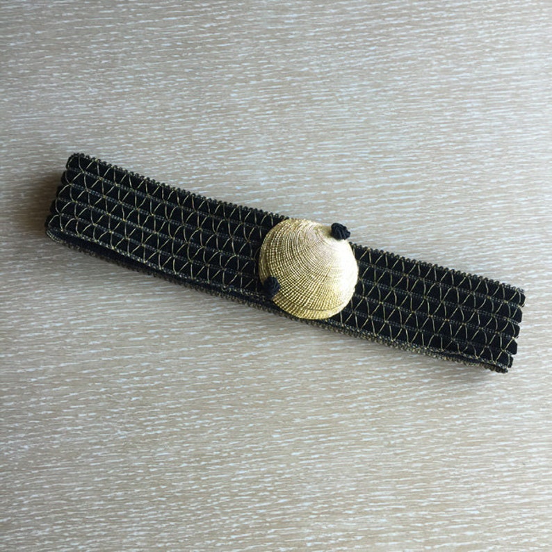 Wide Vintage 1980s Belt With Large Gold Shell Buckle - Etsy