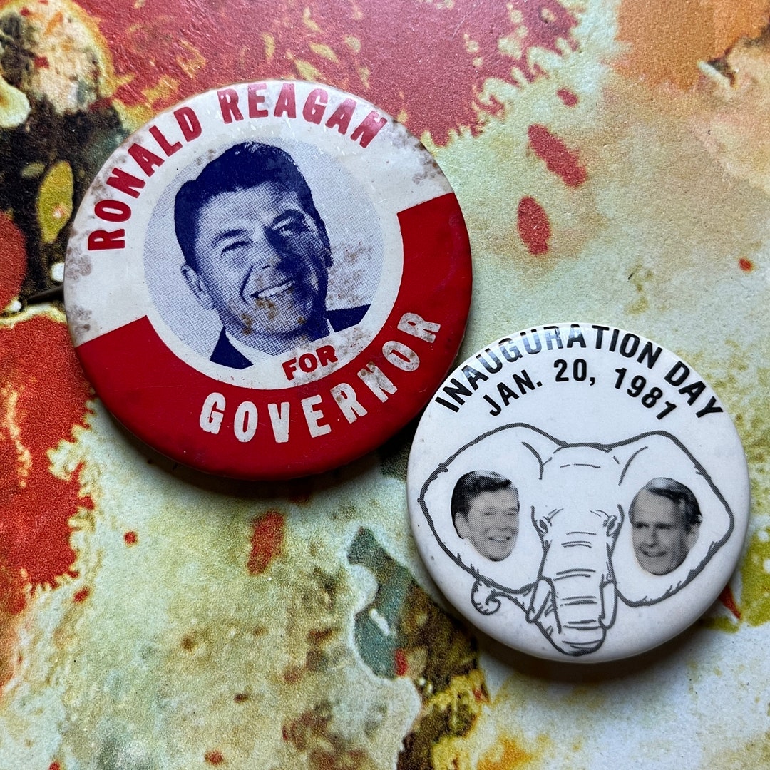 2 Vintage Ronald Reagan Pin Buttons 1 for Governor 1 Presidential ...