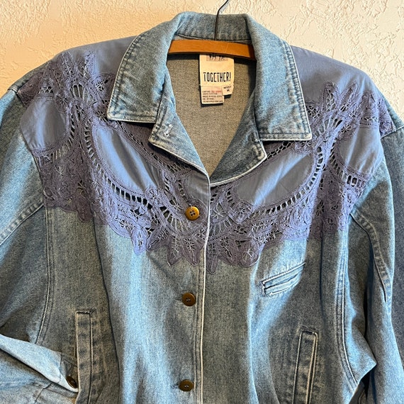 Vintage Together! Oversized Denim Lace Jean Jacket . … - Gem