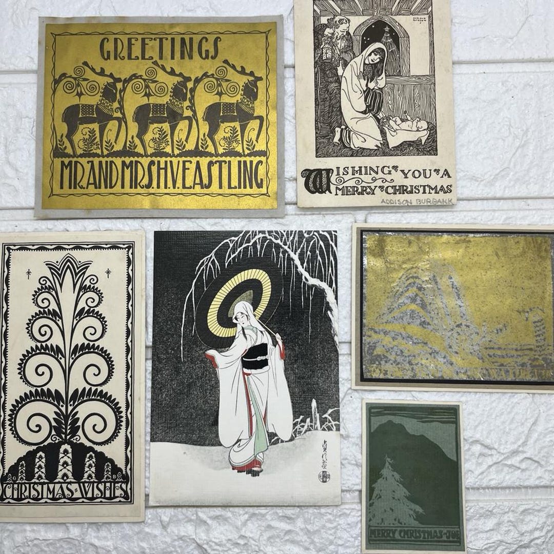 6x Vintage Roi Partridge Artist Friends Christmas Card Art - Addison ...
