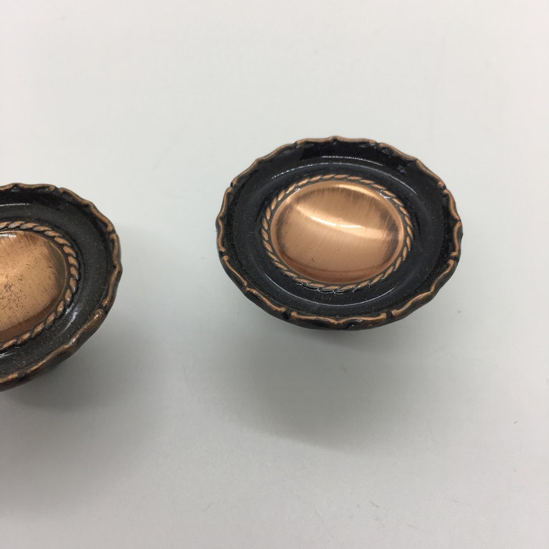 Pair of Vintage Copper Drawer Pulls Knobs Concave with Trim | Etsy