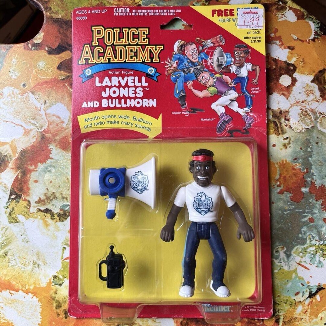 Vintage Kenner 1988 Police Academy Larvell Jones & Bullhorn + Radio NEW ...