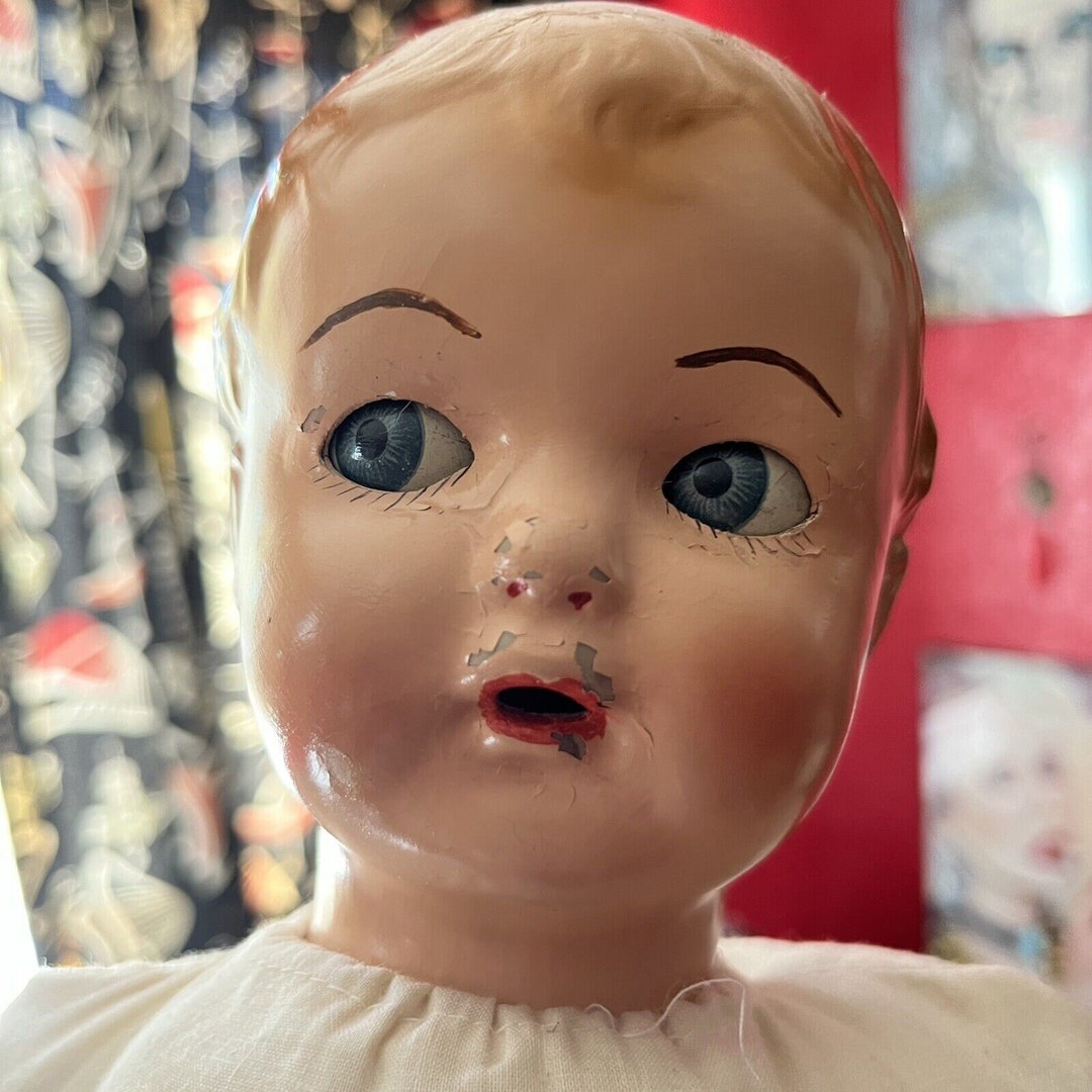 Vintage Ideal Composition Doll 18 Moving Tin Eyes Looks Left & Right U ... Vintage Ideal Composition Doll 18 Moving Tin Eyes Looks Left & Right U ...