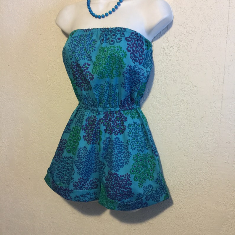 Vintage Ruth Clarage Tropical Strapless Shorts Romper Jumper - Etsy